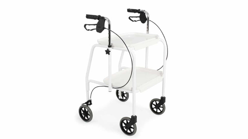 Adjustable Height Meal Tray Walker Trolley with Handbrakes
