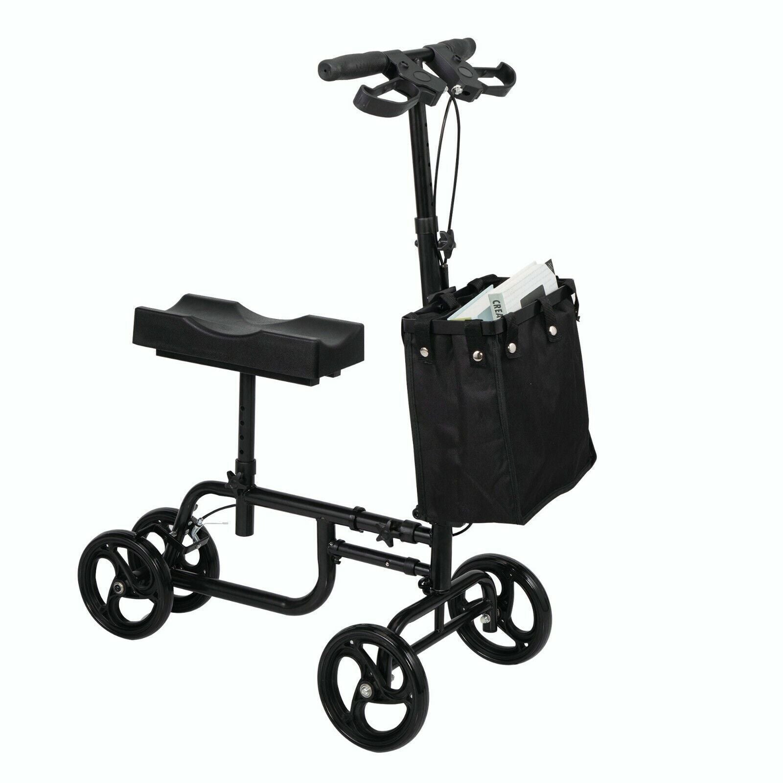 Foldable Knee Walker Scooter With Black Basket
